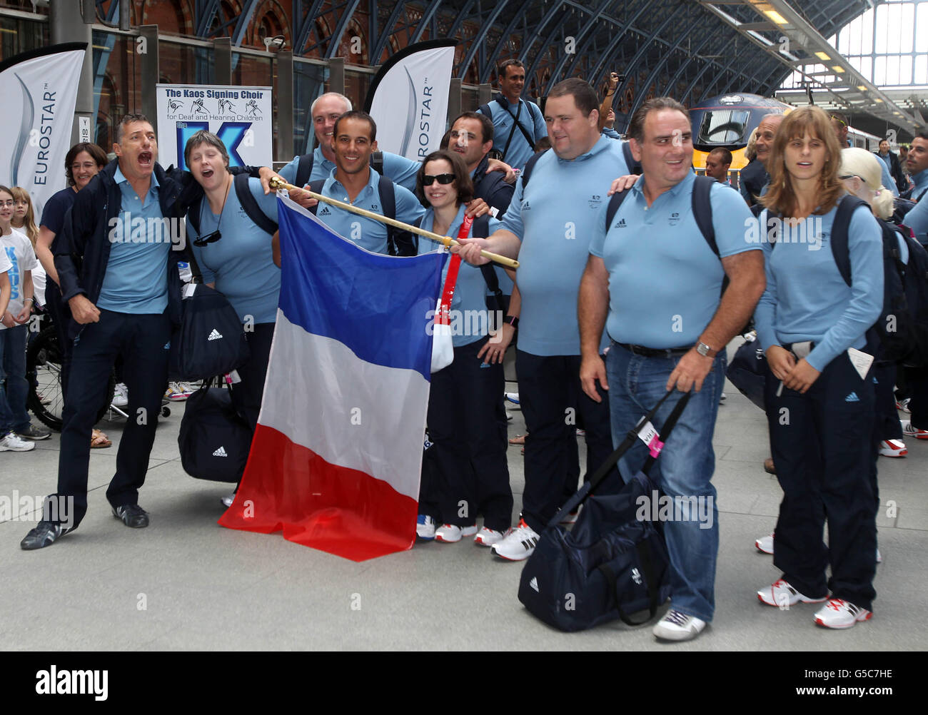 The french paralympic team arriving st pancras station hi-res stock ...