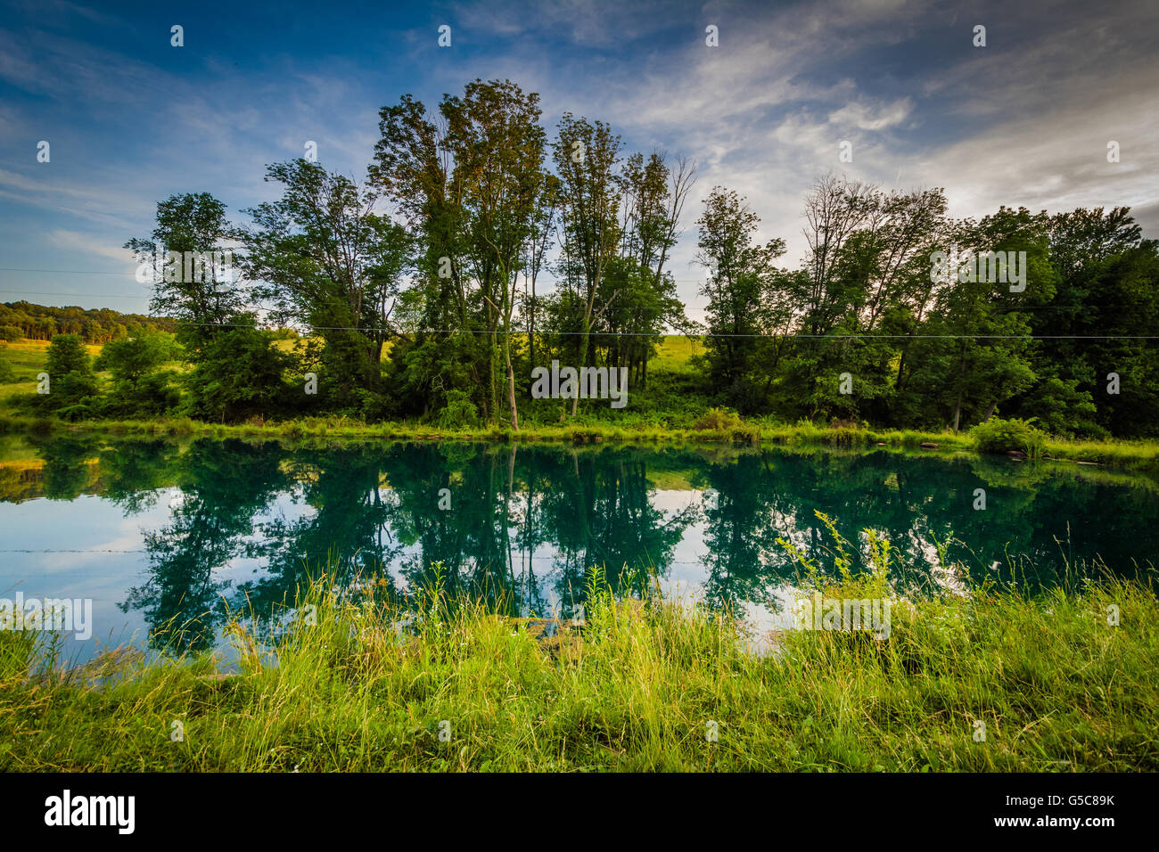 Pond on a farm, near Jefferson in rural York County, Pennsylvania Stock ...