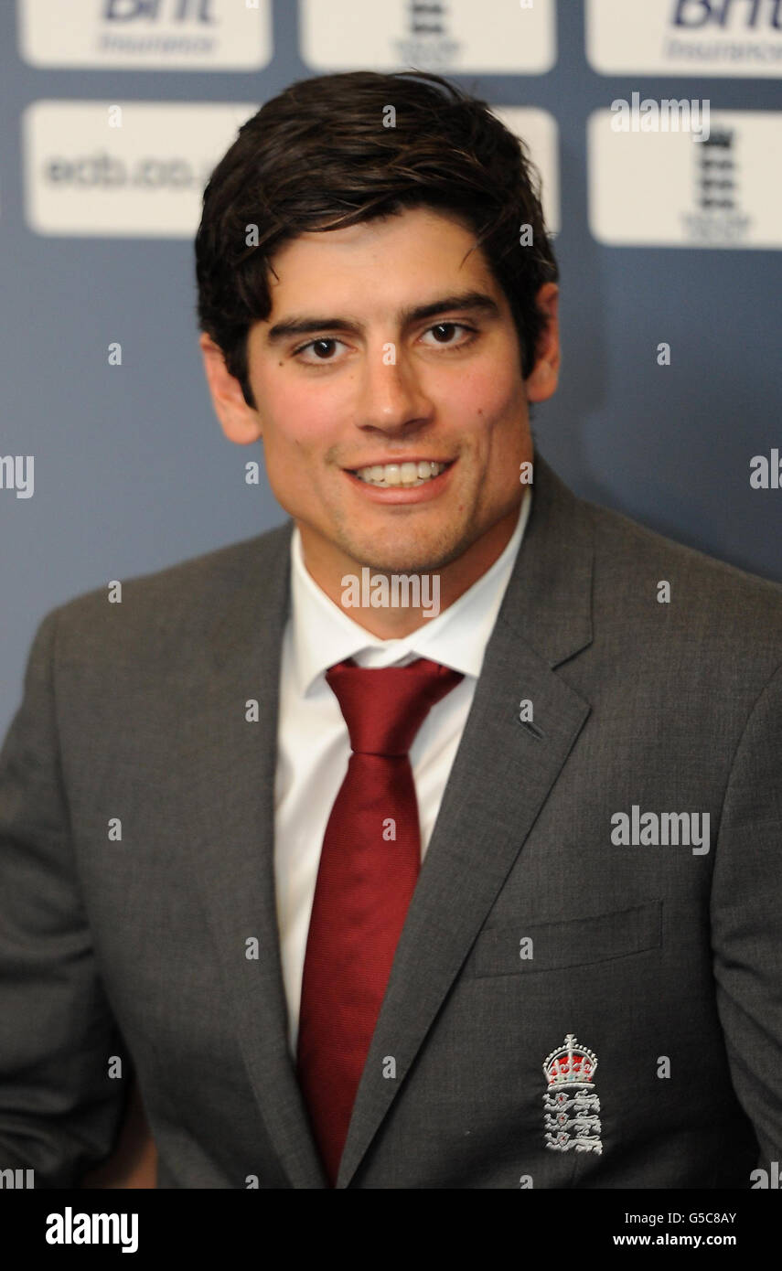 Alastair Cook during a press conference at Lords Cricket Ground, London ...