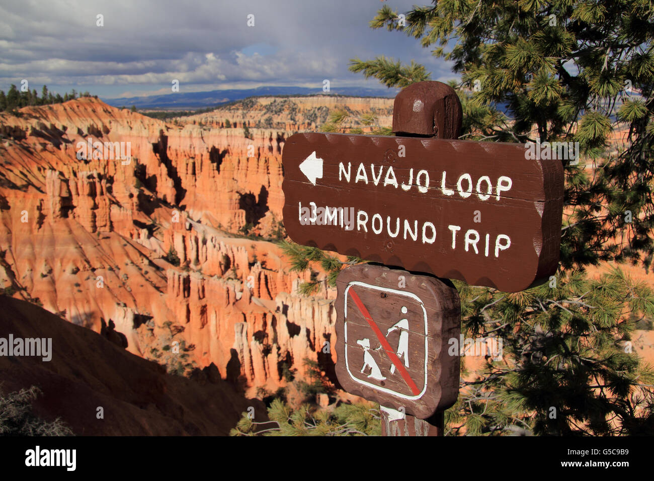 Navajo Loop Trail Sign in Bryce Canyon National Park, Utah Stock Photo ...