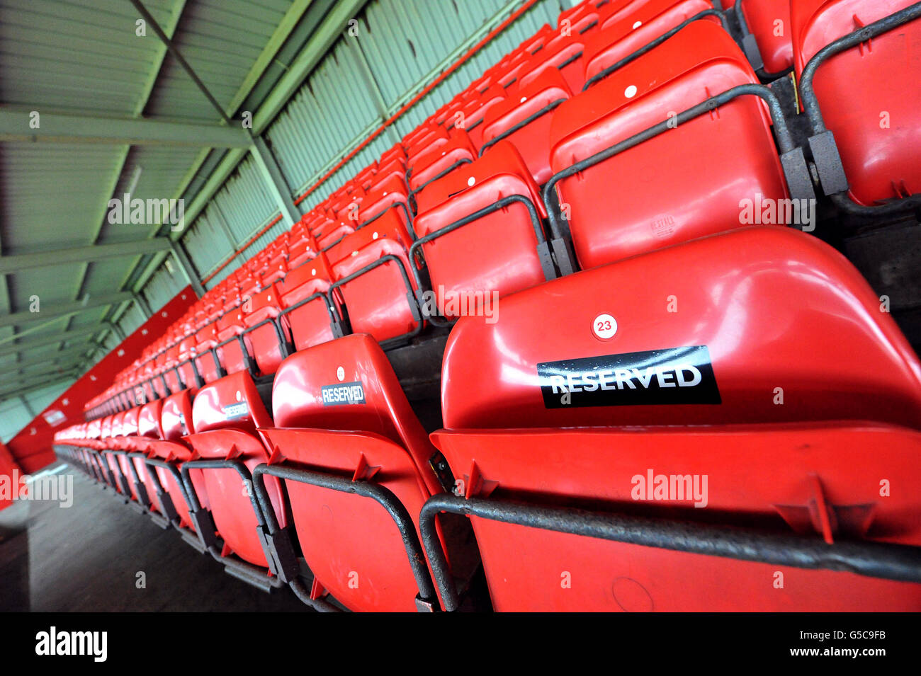 A general view of The Racecourse Ground, home of Wrexham Stock Photo ...