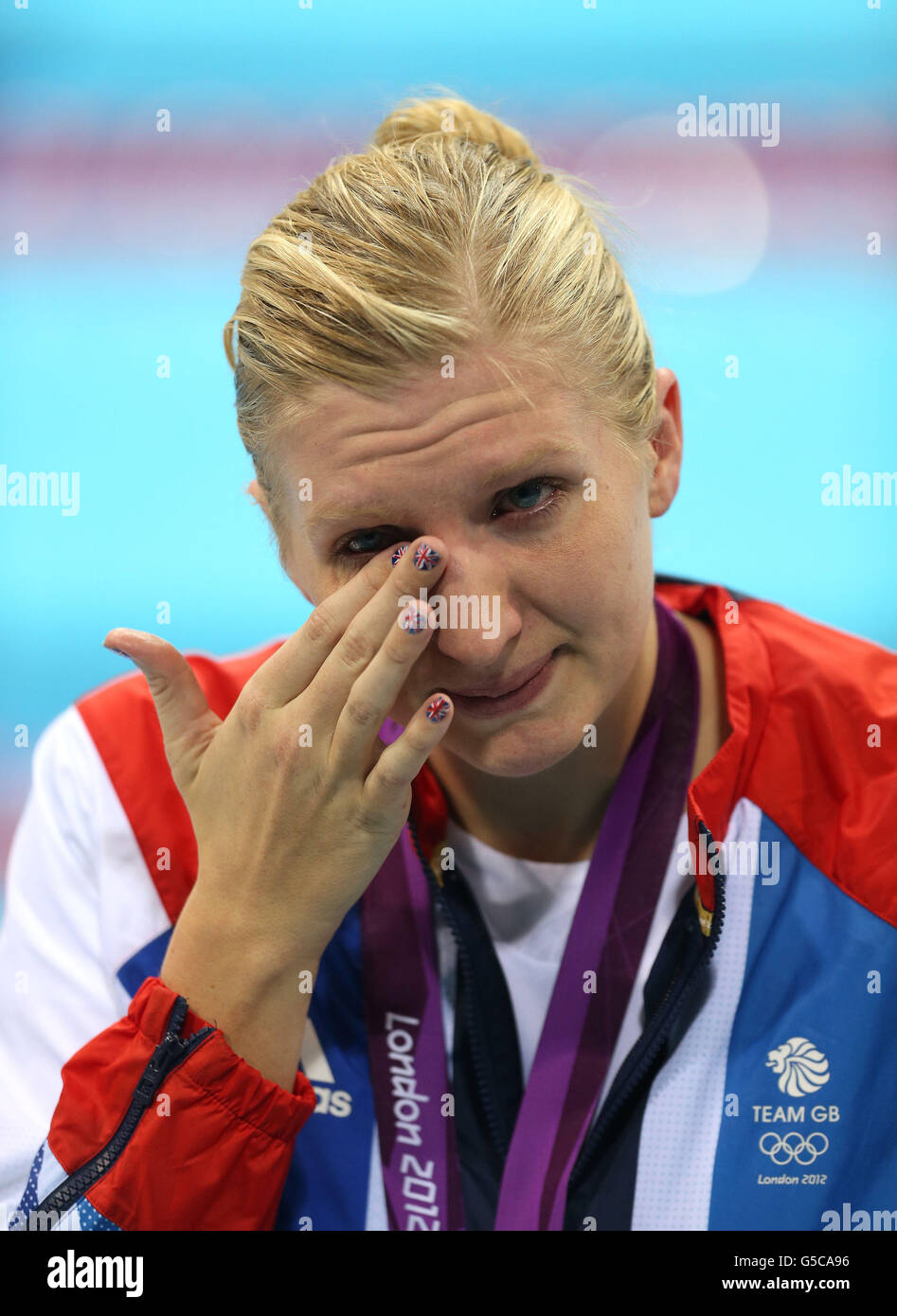 Great Britains Rebecca Adlington Cries After The Medal Ceremony For