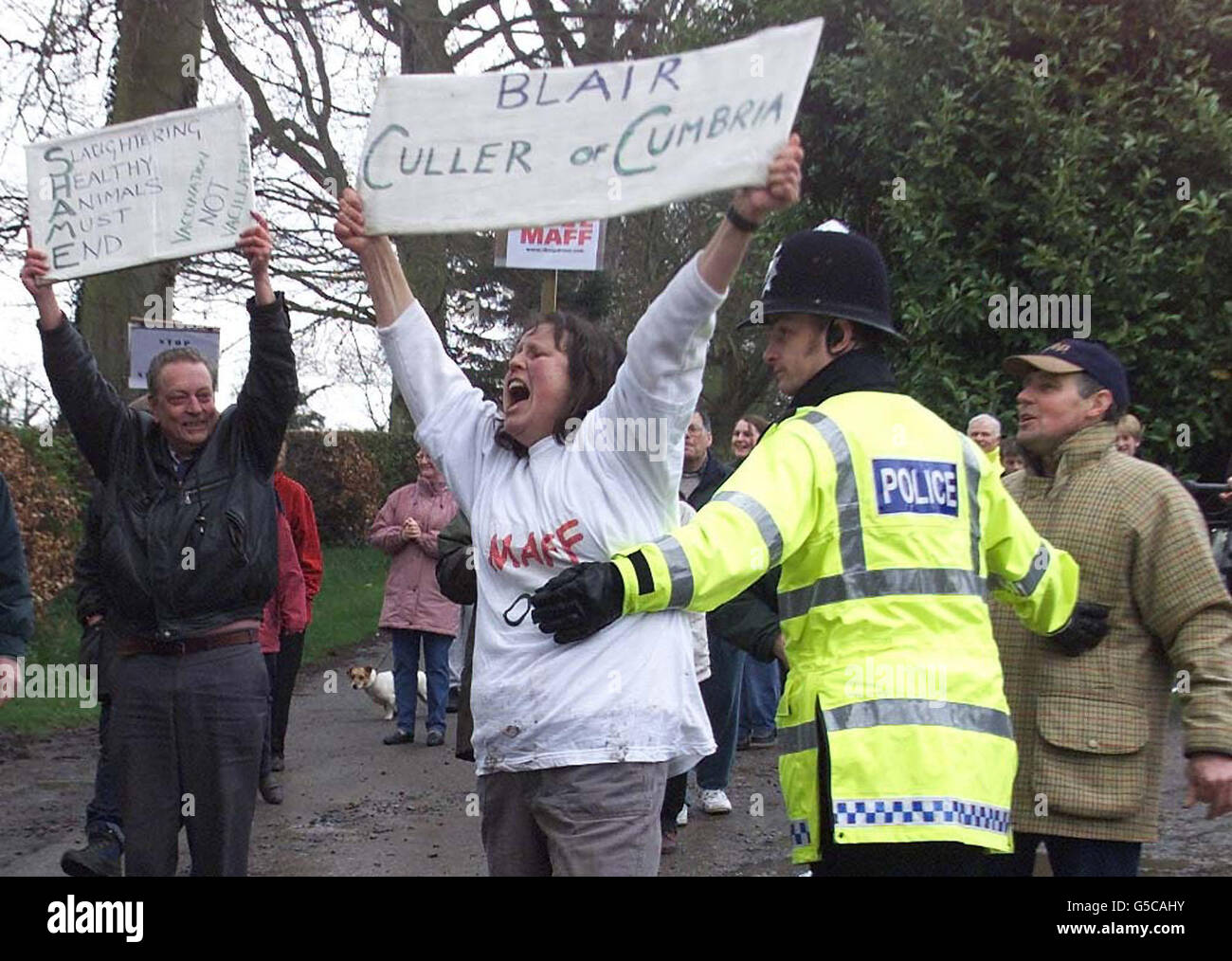 Angry scenes as people protest at the government's slaughter policy at ...