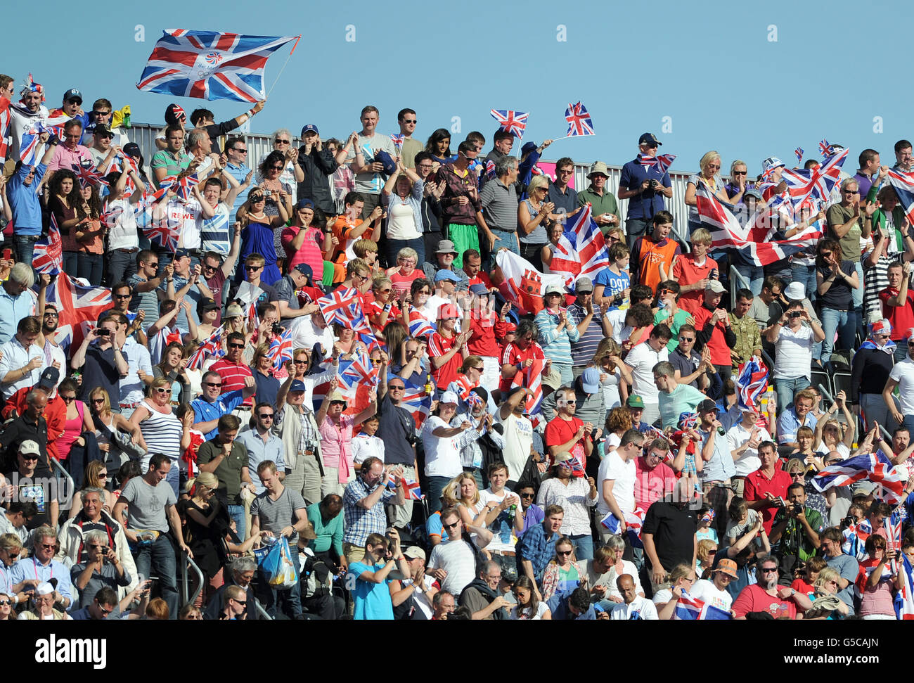 The crowd show their support during the preliminary pool Hockey match ...