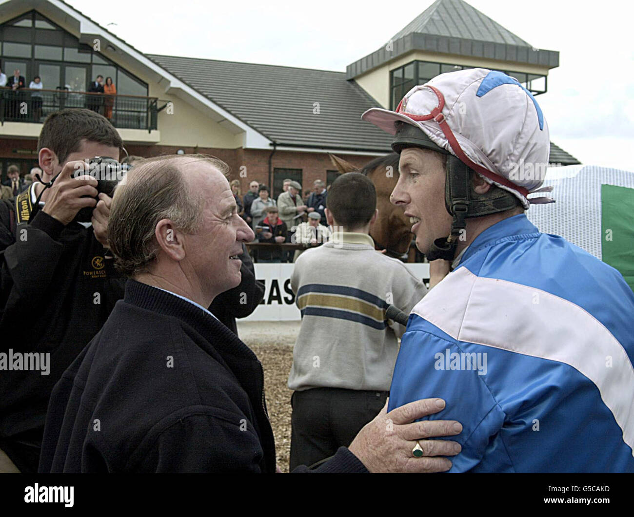 Bannow Bay owner Christie Roche (left) congratulates jockey Charlie ...