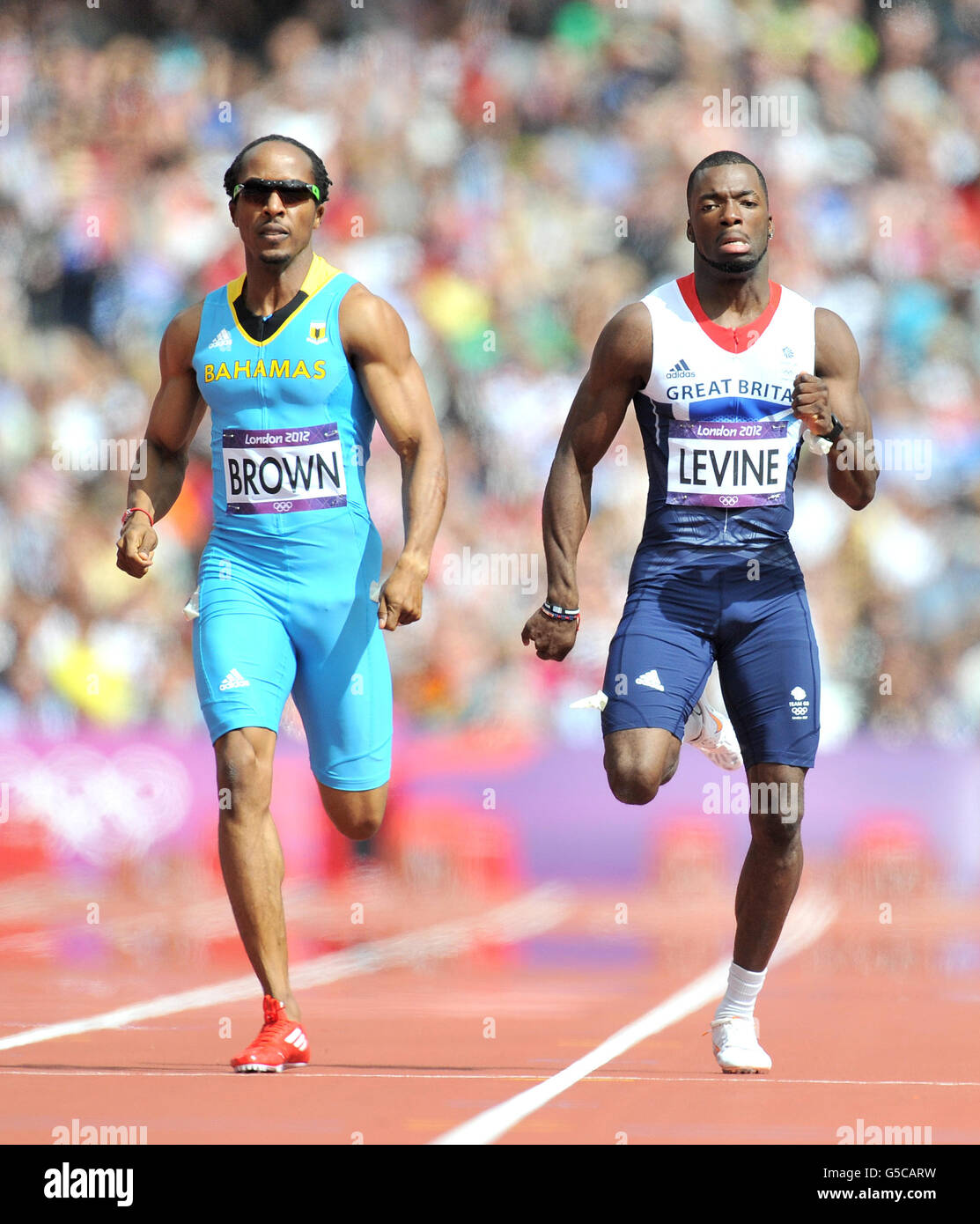 Great Britain's Nigel Levine (right) in action Bahamas Chris Brown ...
