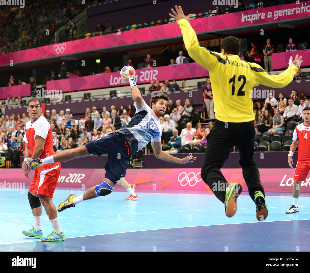 Great Britain's Robin Garnham shoots at goal during their Preliminary ...