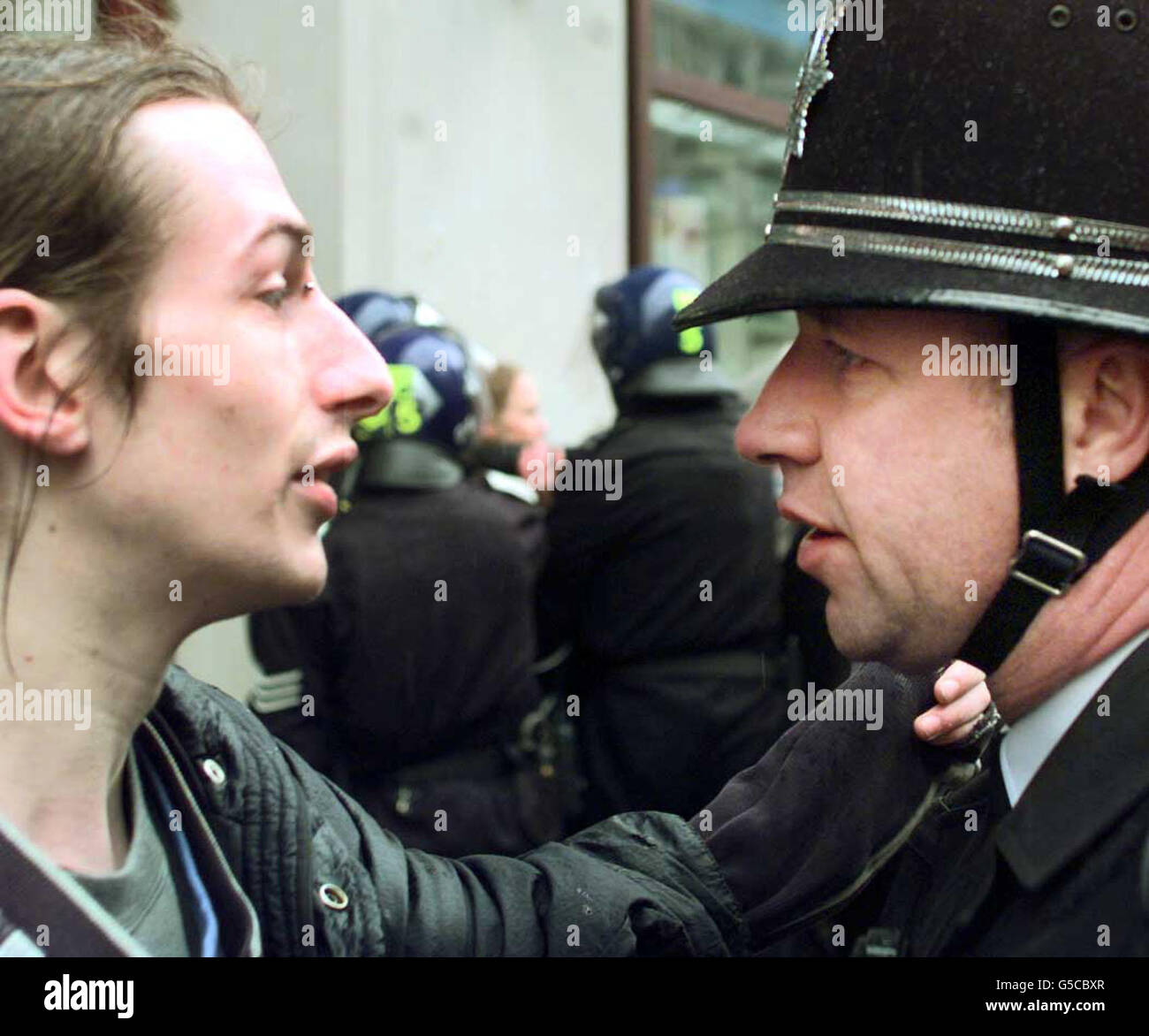 Head shoulders police helmet police officer protest rally demonstration ...