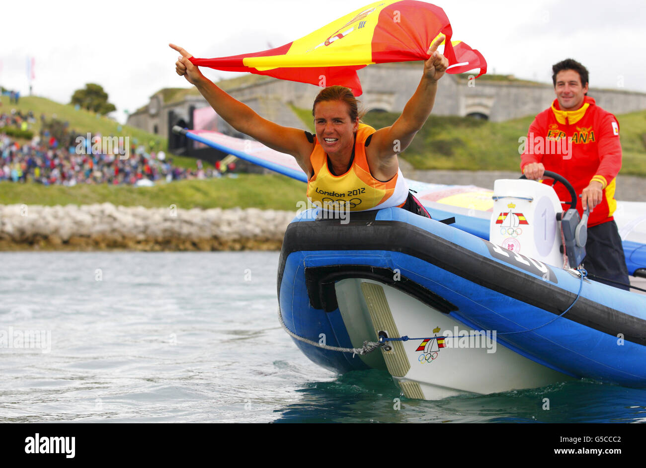 Spain's Marina Alabau Neira celebrates winning the gold medal following ...