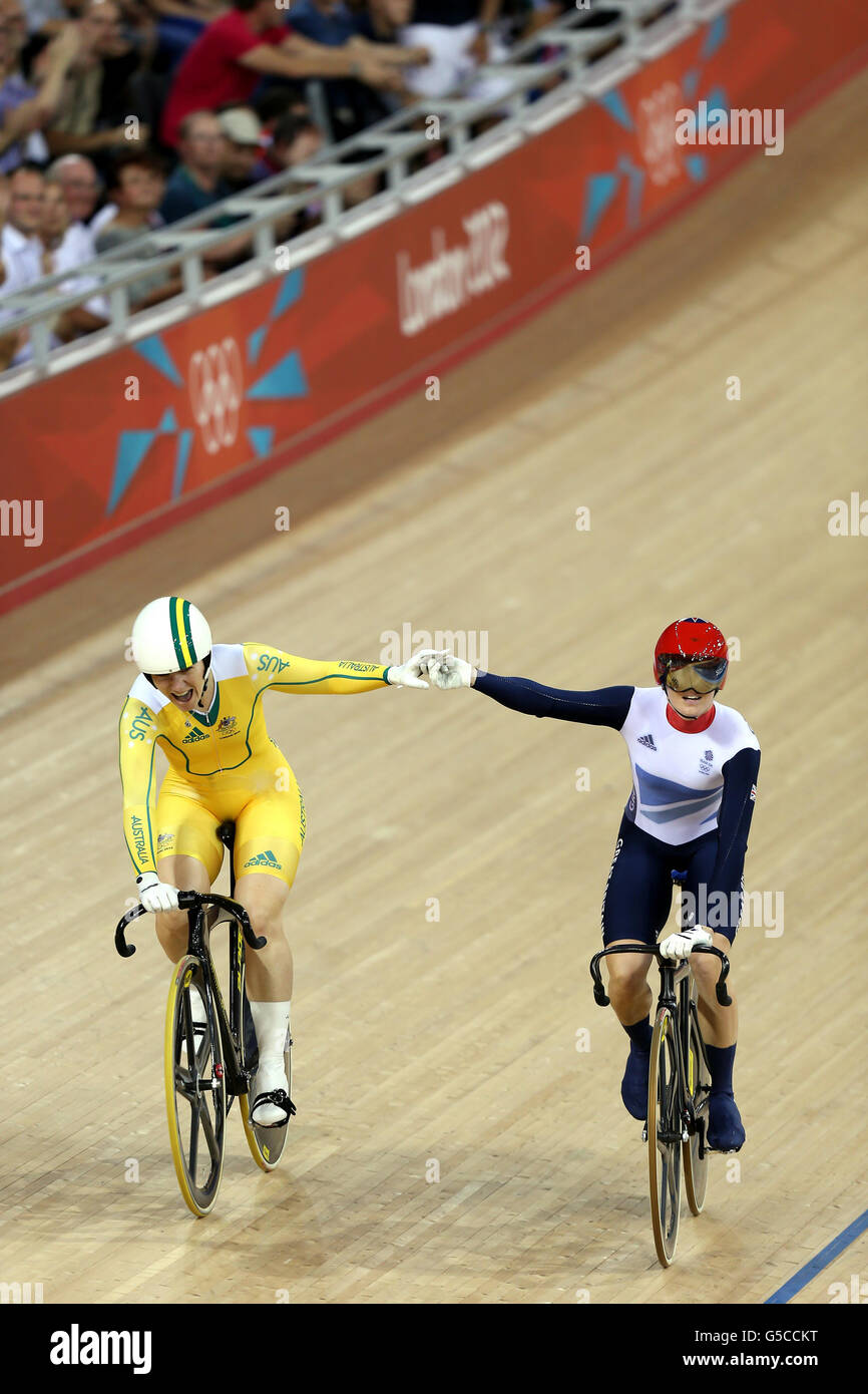 Australia's Anna Meares (left) wins gold ahead of Great Britain's ...