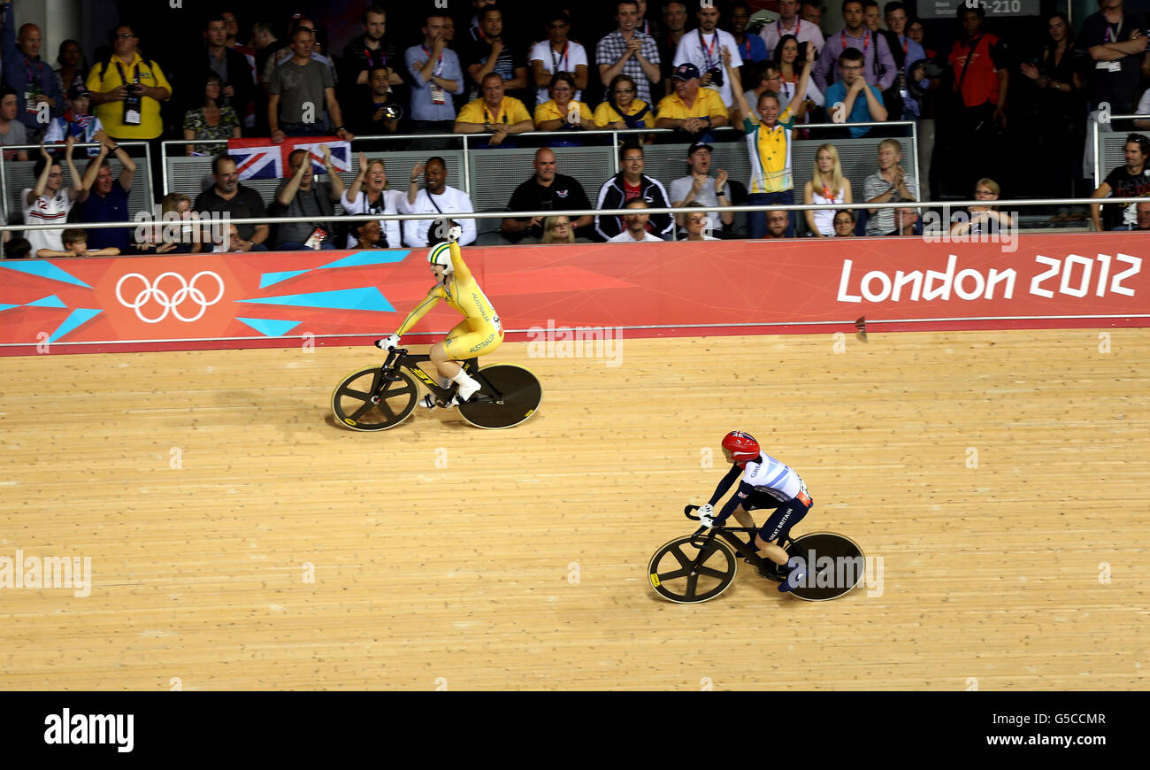 Australia's Anna Meares (left) wins gold ahead of Great Britain's ...