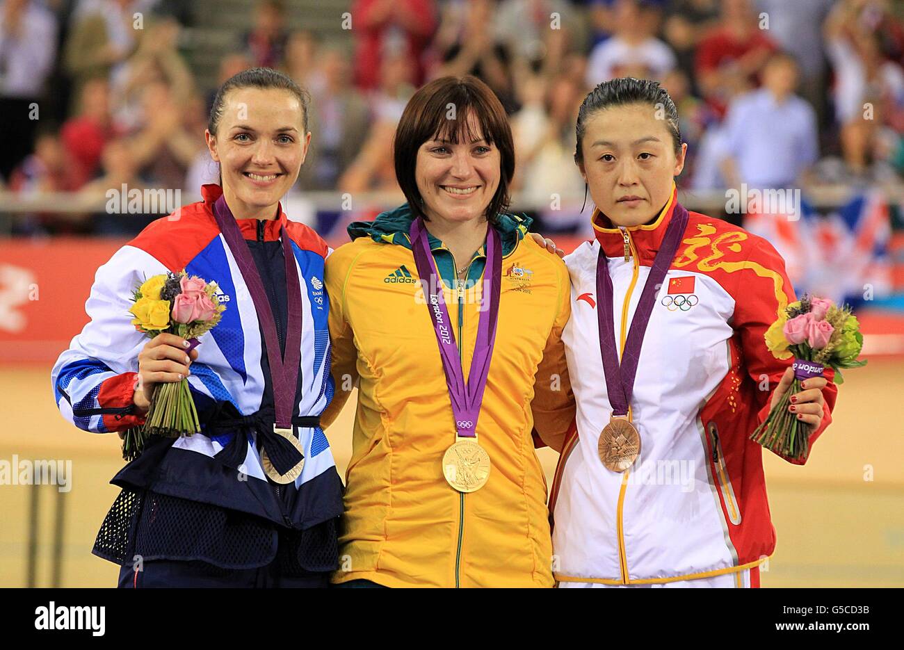 (left to right) Silver Medalist Great Britain's Victoria Pendleton ...
