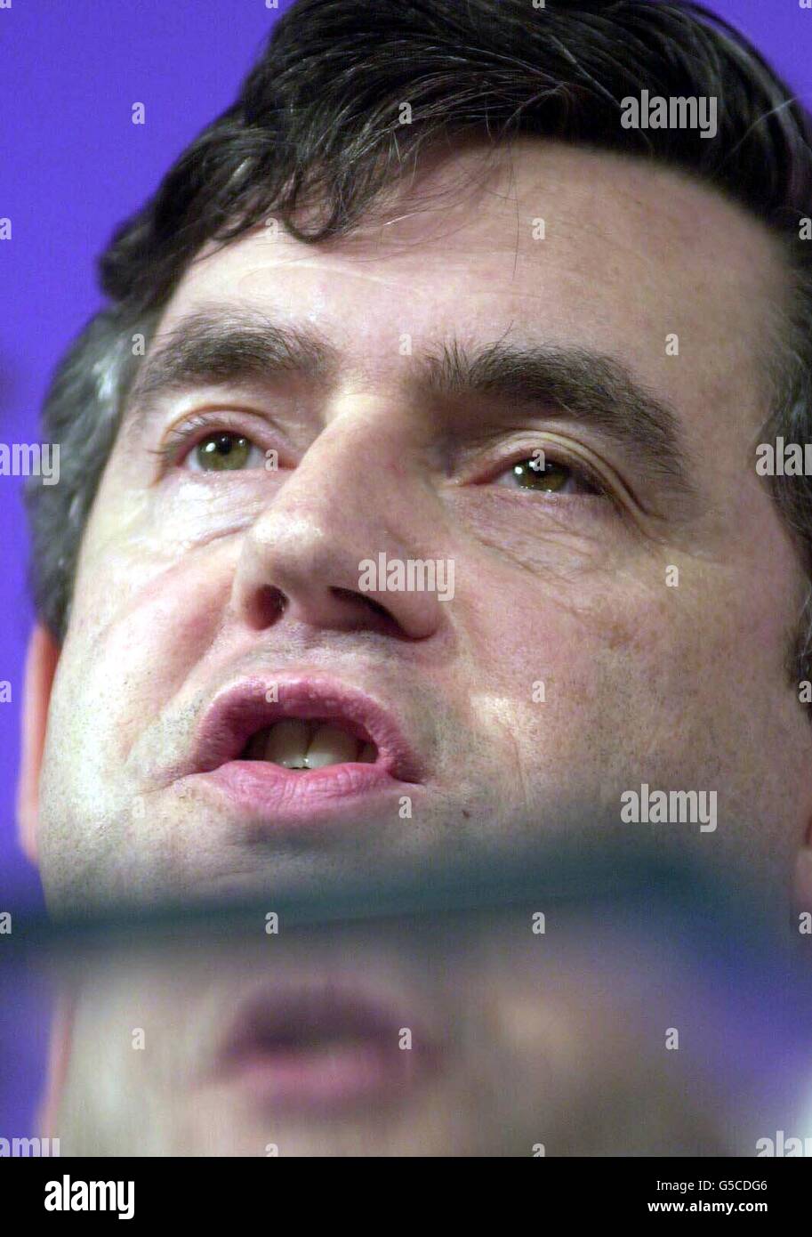 Chancellor Gordon Brown during a press conference at Labour ...