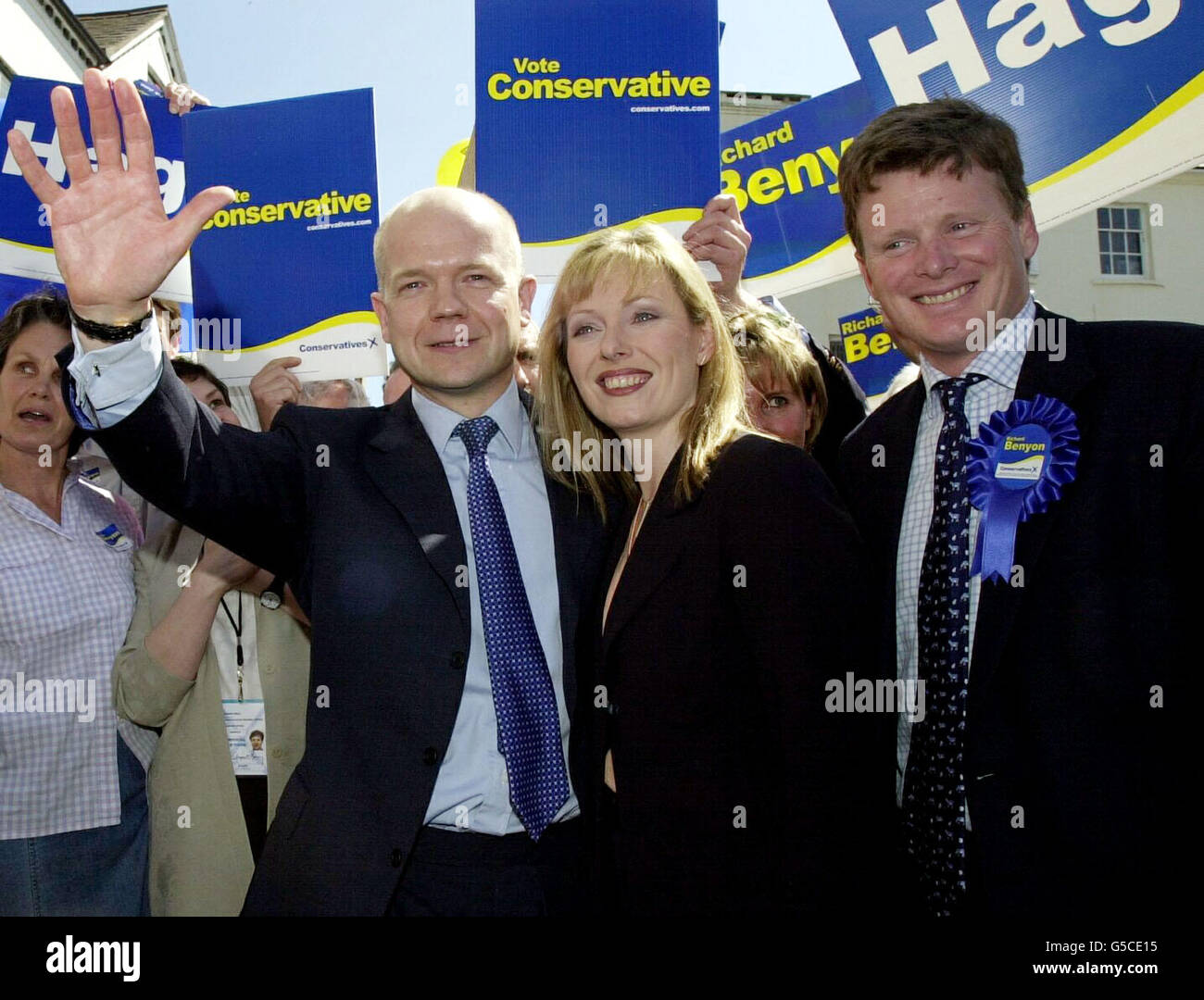 Leader of the oppsition,William Hague (left) with his wife Ffion and ...