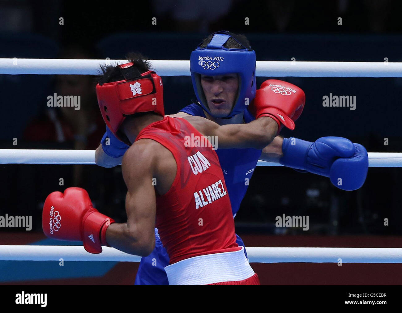 Ireland's John Joe Nevin (right) in action against Cuba's Lazaro ...