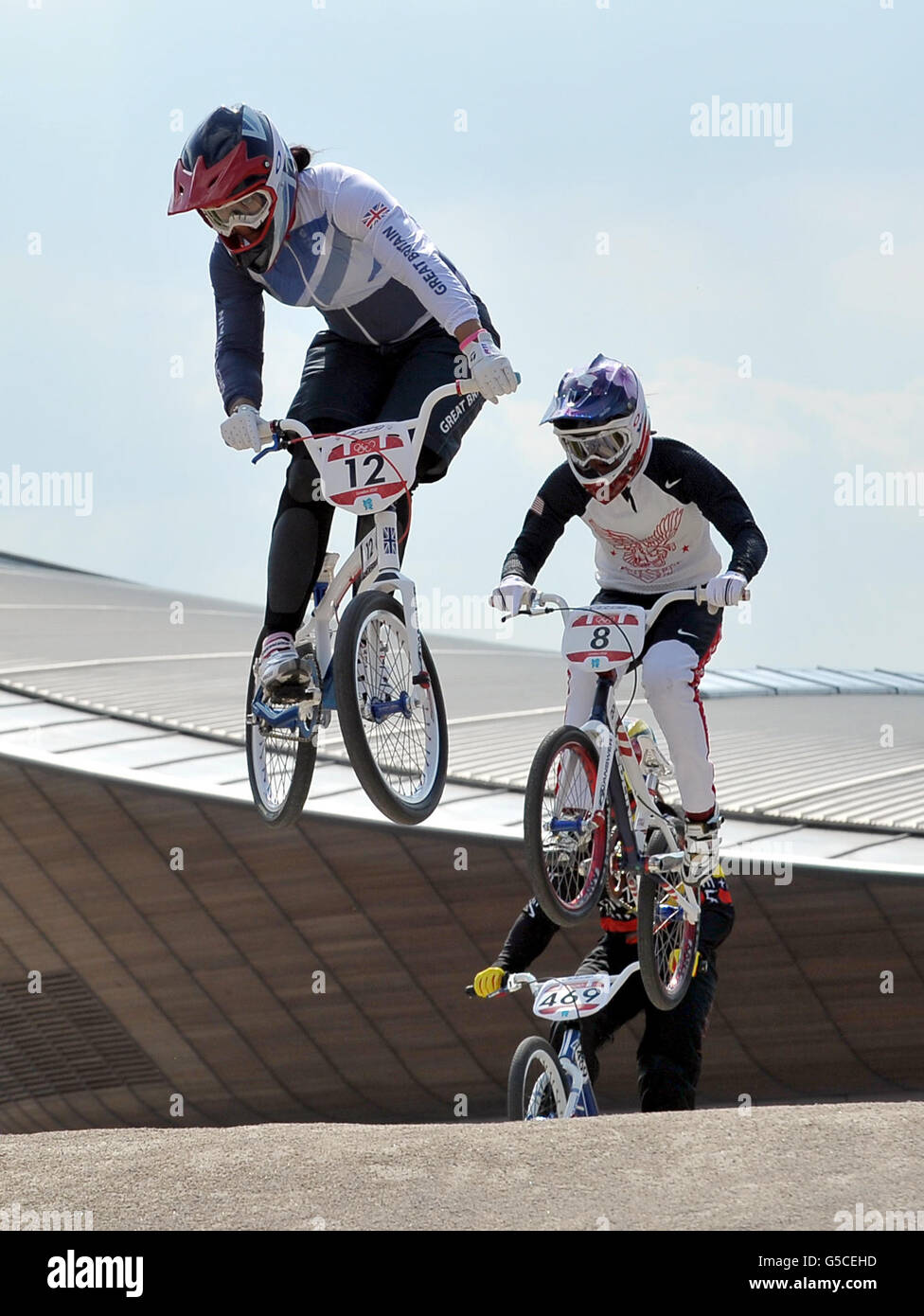 Great Britain's Shanaze Reade (second left) in action in the Women's ...