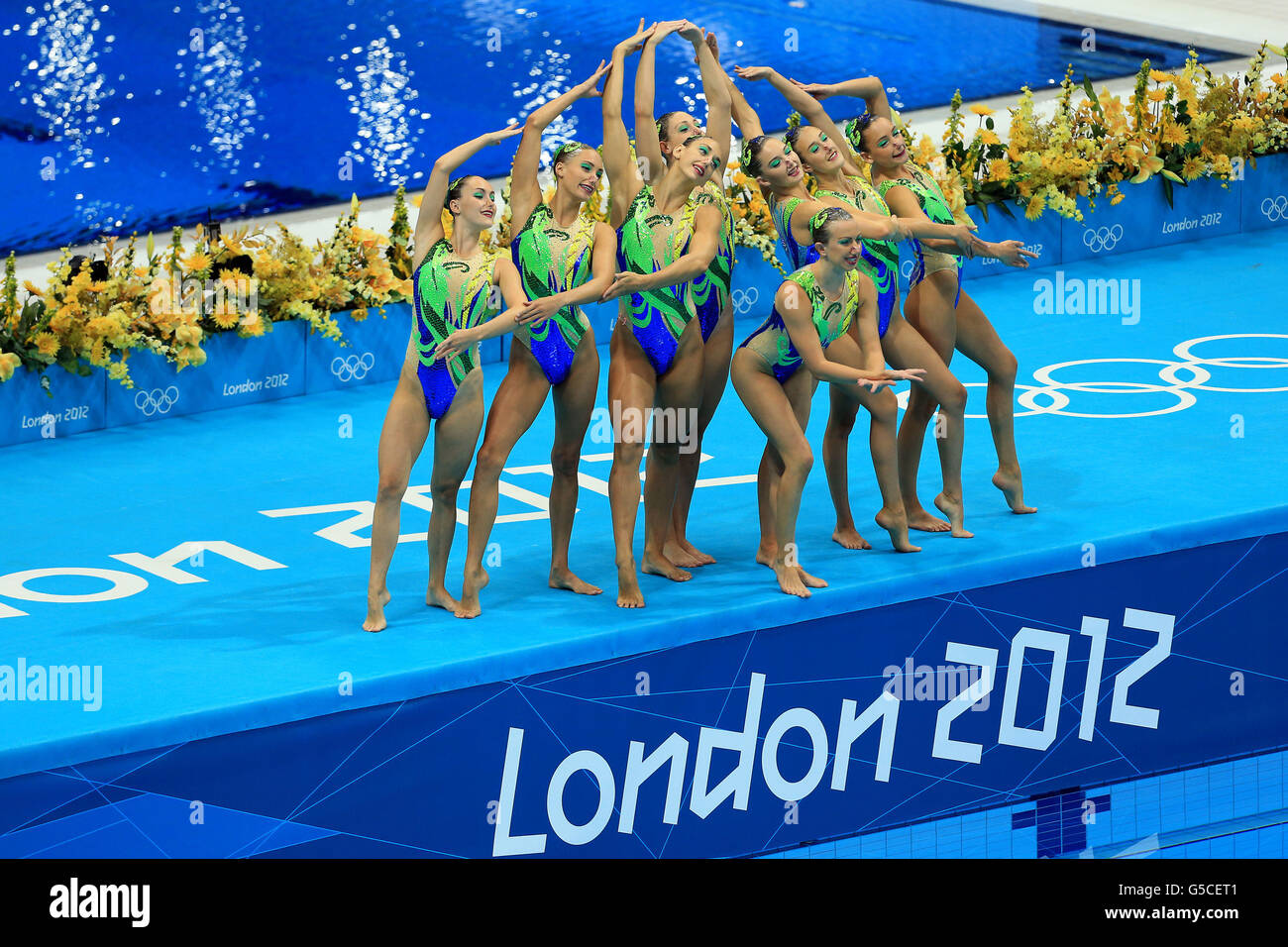 Great Britain's team in action in the final of the Synchronised ...