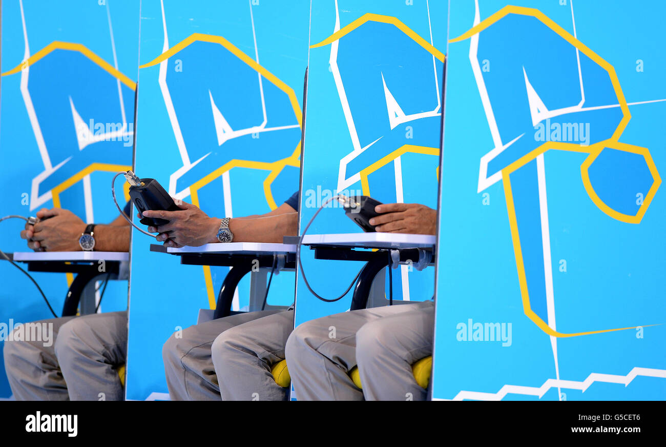 Diving judges during the Men's 10m Platform Semi Final Round at the ...
