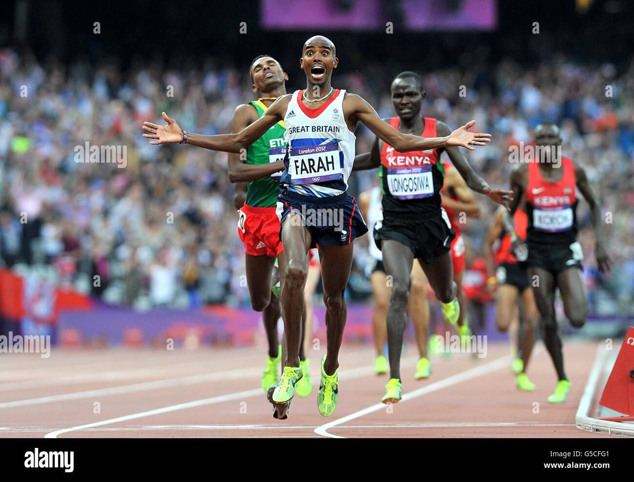 Great Britain's Mo Farah wins the Men's 5000m Final during Day 15 of ...