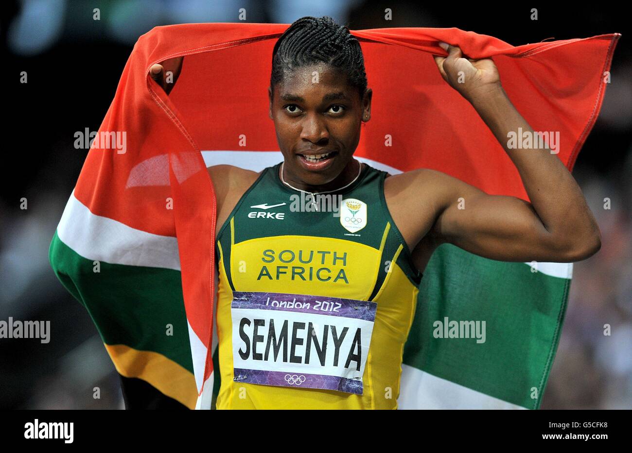 South Africas Caster Semenya Celebrates After Finishing Second In The