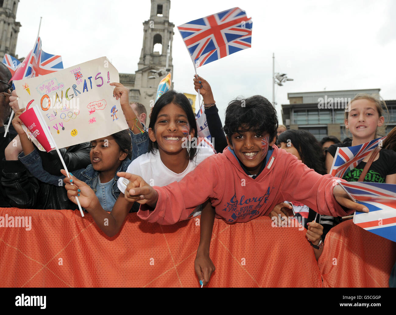 London Olympic Games - Leeds Homecoming Reception. Young fans wait for ...