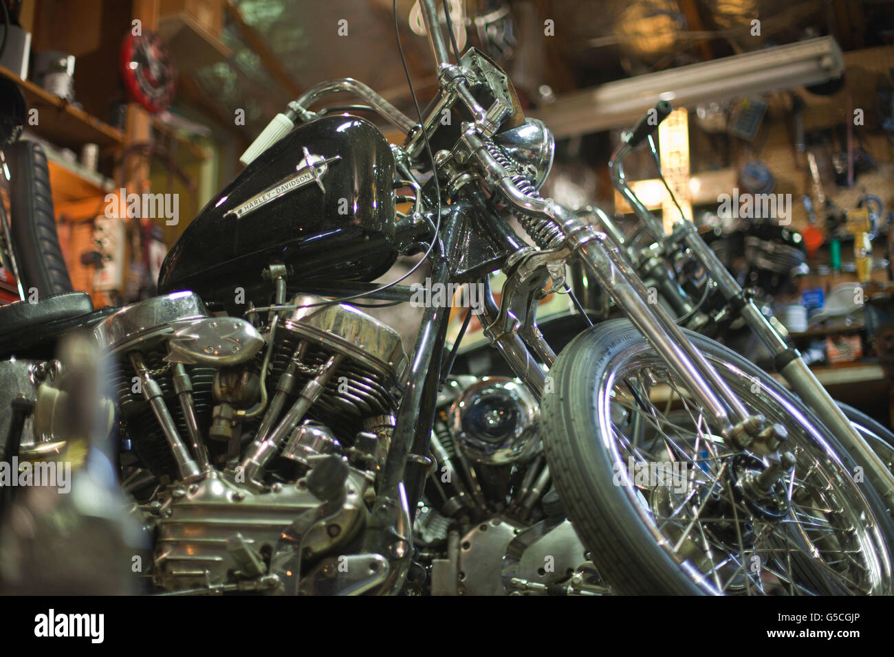 Vintage period correct Chopper Motorcycle Stock Photo - Alamy