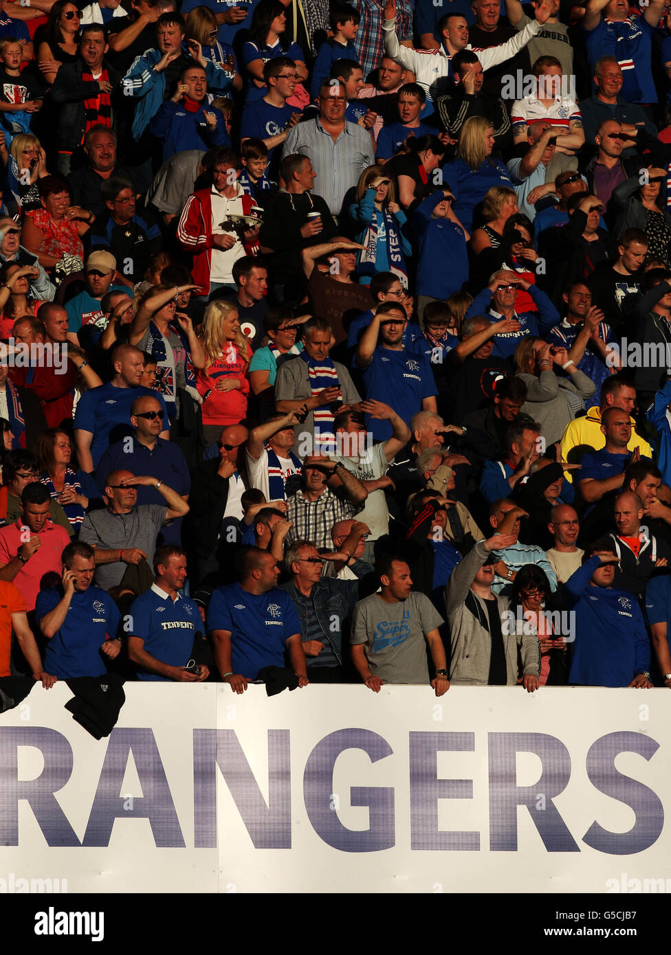Rangers fans in the stands at ibrox stadium hi-res stock photography ...