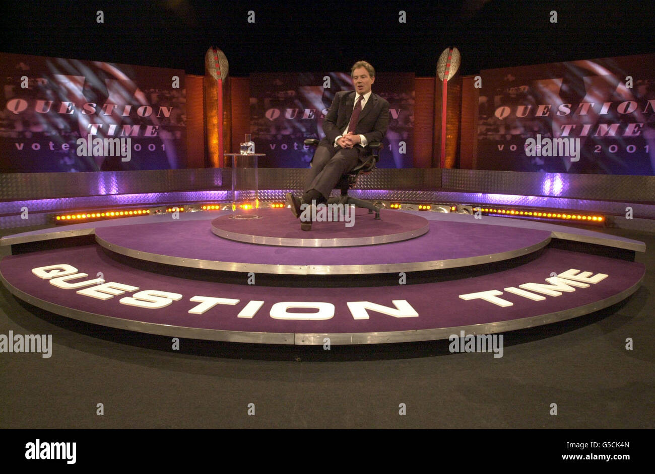 British Prime Minister Tony Blair, appearing on BBC Question Time live ...