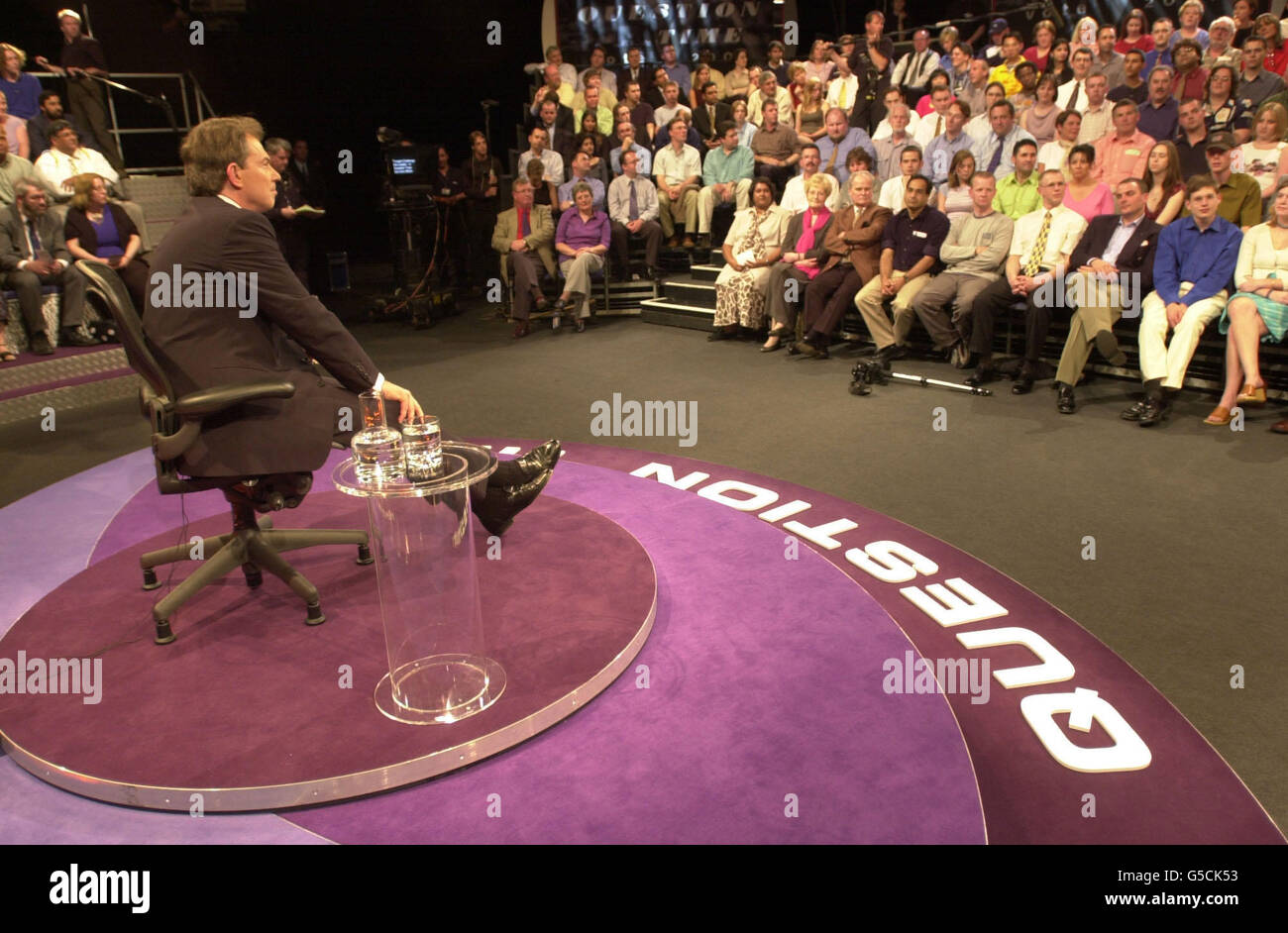 British Prime Minister Tony Blair, appearing on BBC Question Time live ...