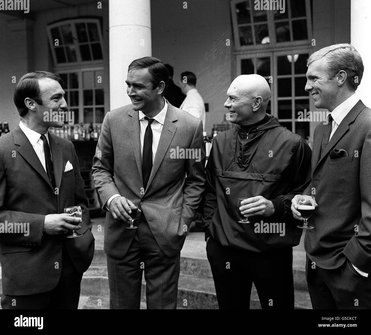 England World Cup captain Bobby Moore (R) and teammate Jimmy Greaves (L ...