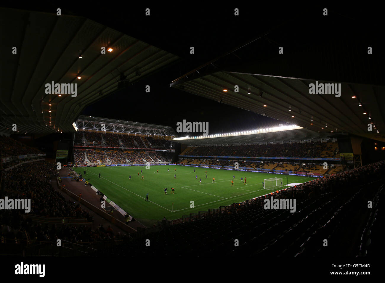Wolverhampton Wanderers a general view of play showing the New Stan ...