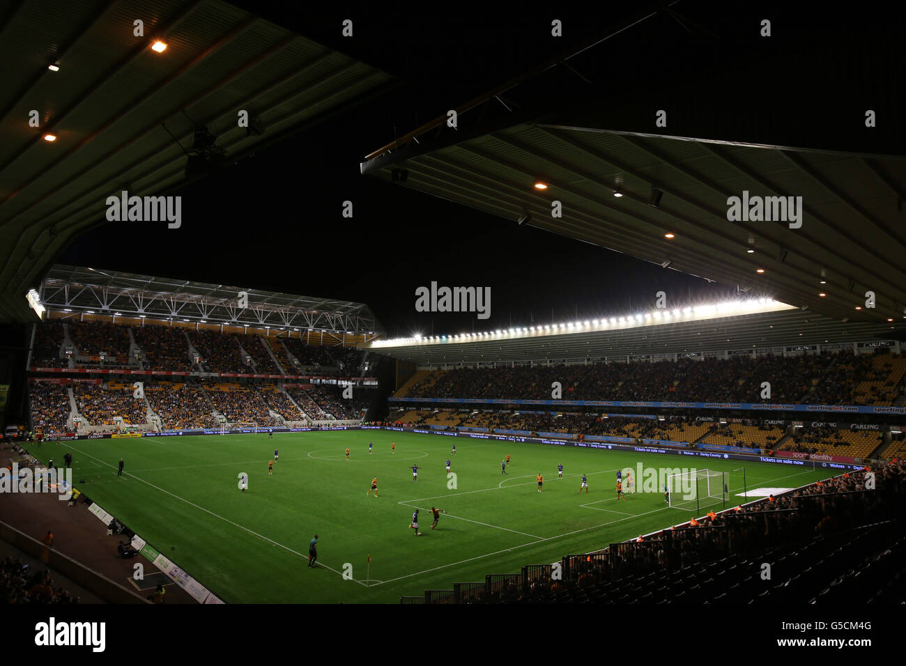 Wolverhampton Wanderers a general view of play showing the New Stan ...