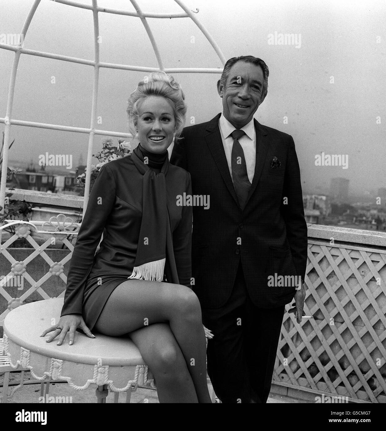 Film star Anthony Quinn with actress Jan Daley in London to promote his ...