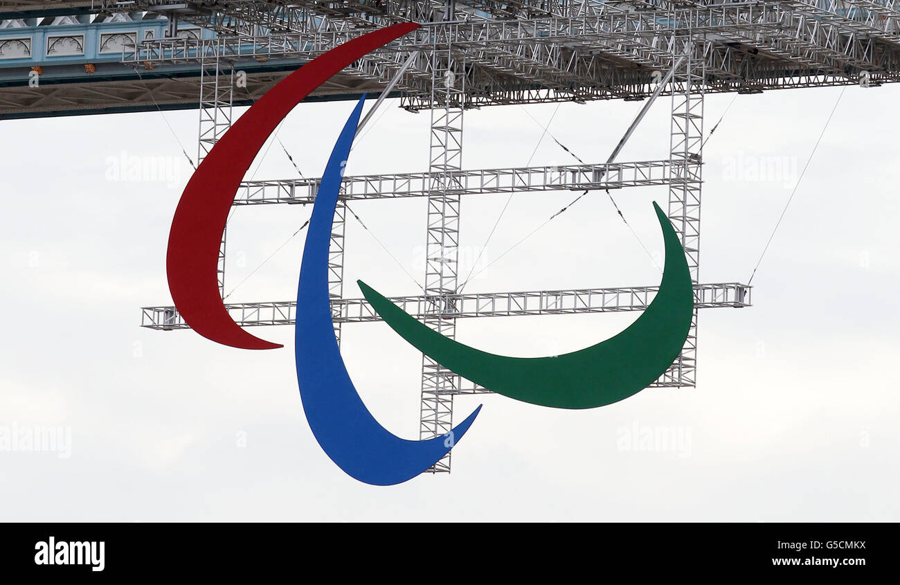 The Paralympic Agitos symbol on Tower Bridge in London ahead of the ...