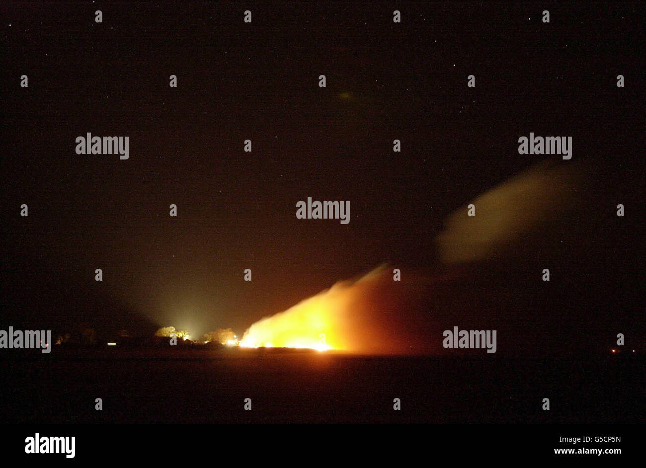 A huge pyre burns on Arscott Farm near Holsworthy, Devon on 22 April ...