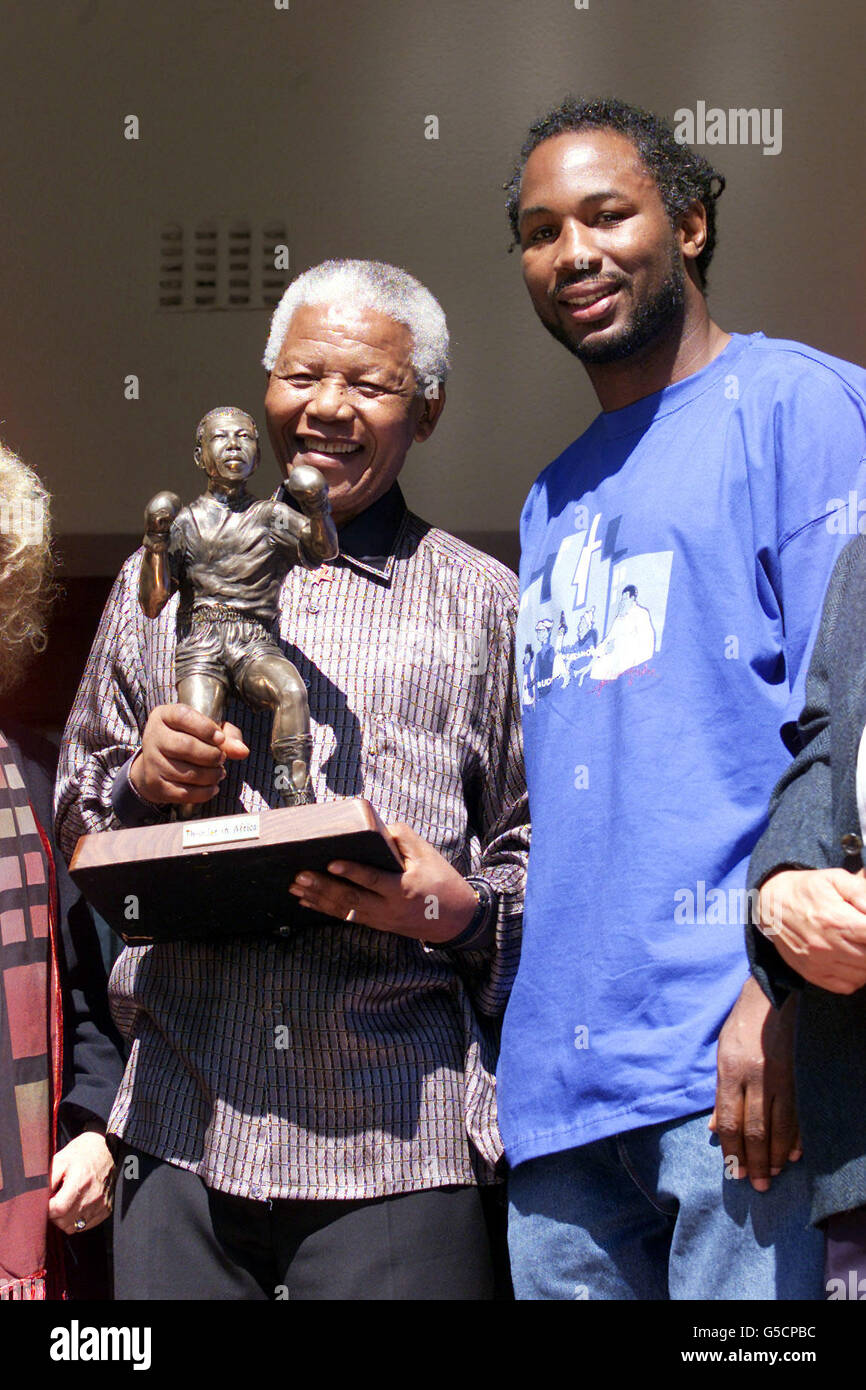 Lennox Lewis meets Nelson Mandela Stock Photo - Alamy