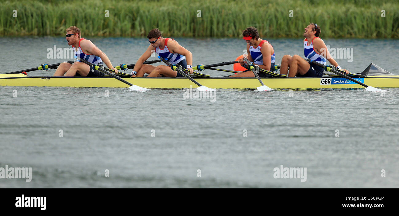 Great Britain's men's quadruple scull crew of (left to right) Matt ...