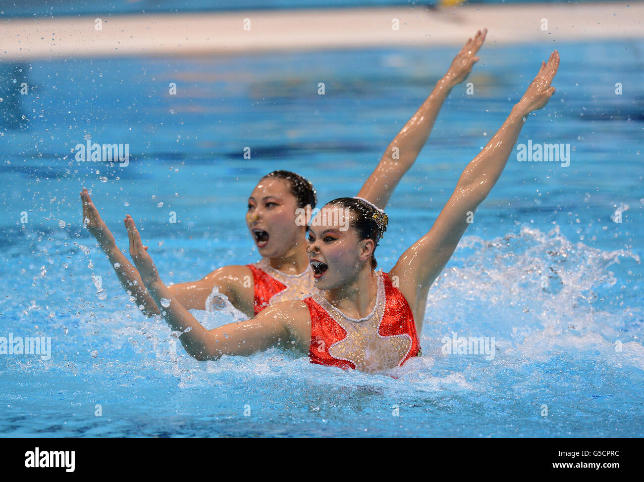 China's Huang Xuechen and Liu Ou in action during the Technical Routine ...
