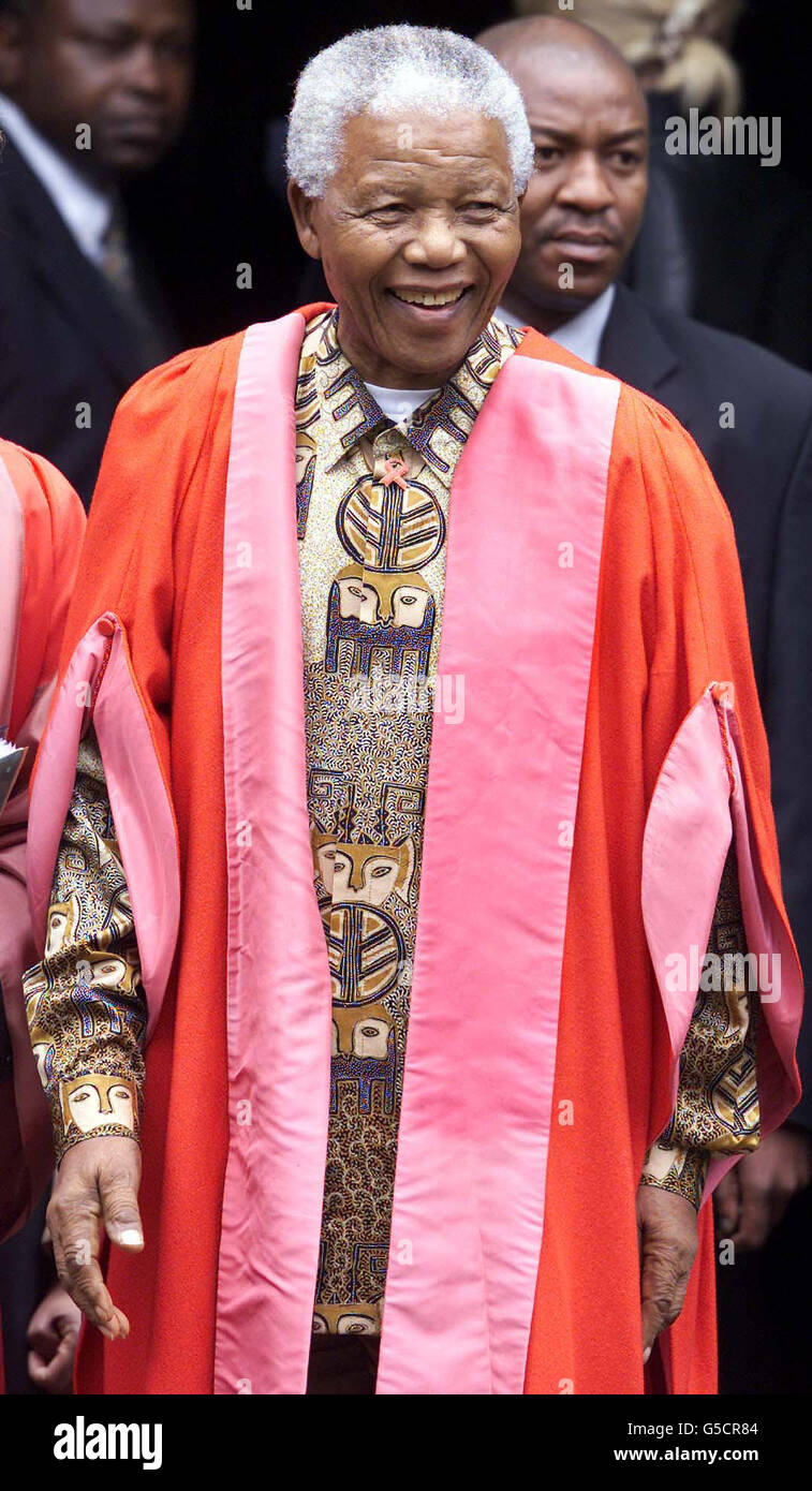 Former South Africa President Nelson Mandela after a ceremony at ...