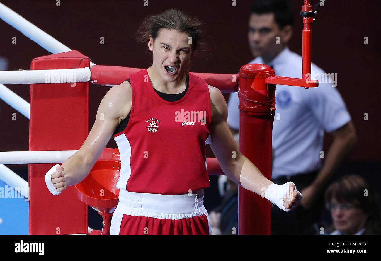 Ireland's Katie Taylor celebrates her quarter final victory in the ...