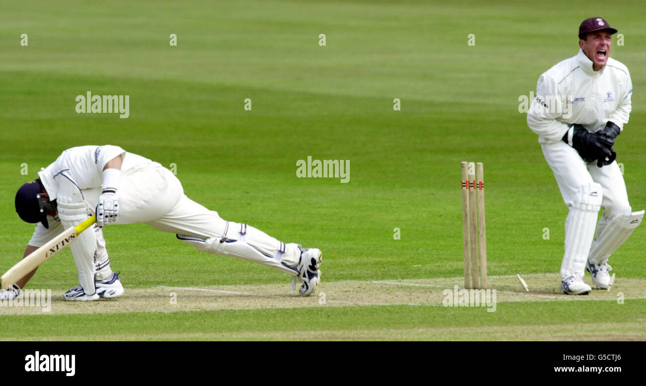 Kent v. Surrey. Kent's James Golding survives a stumping attempt by ...