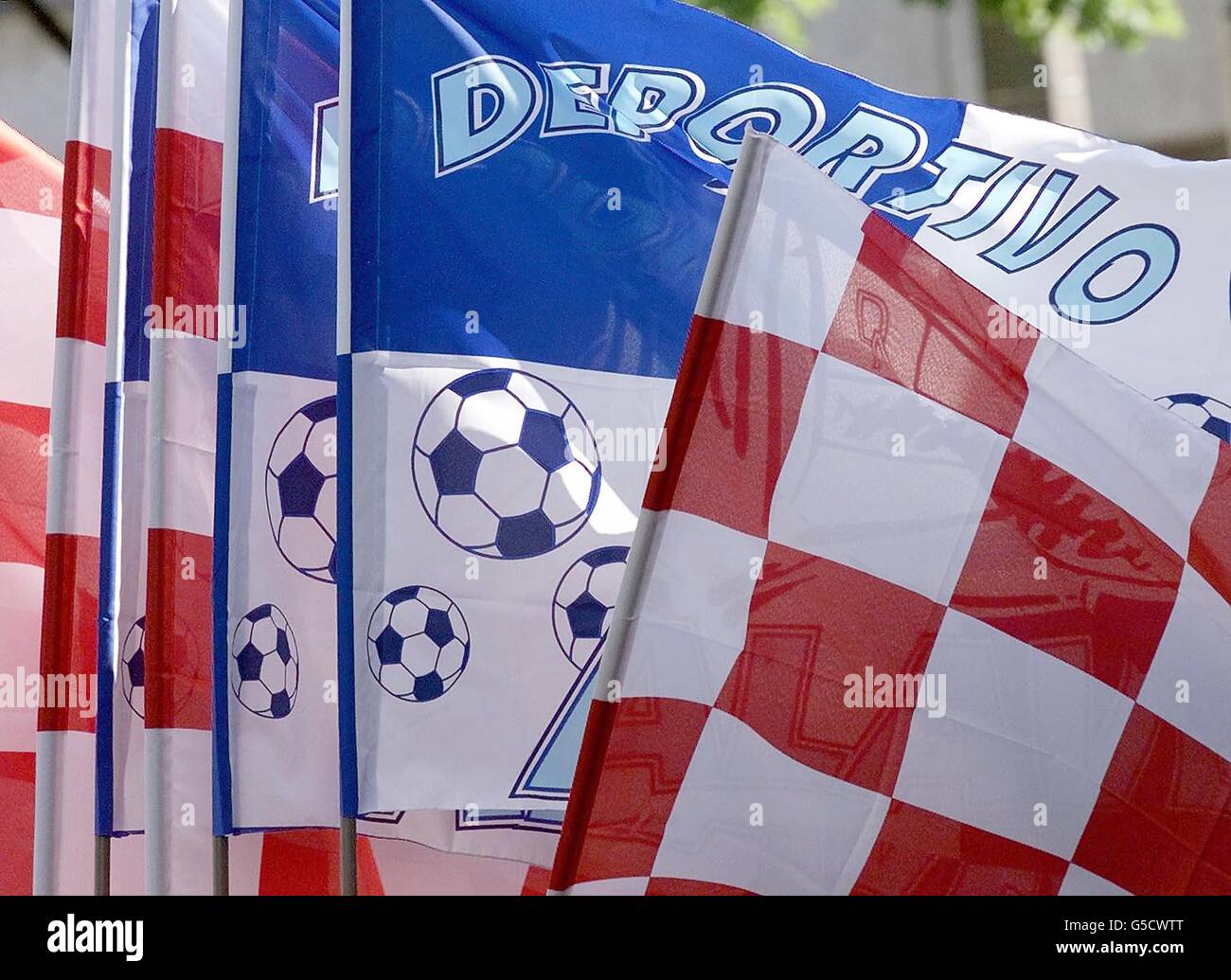 Liverpool football clubs flags hi-res stock photography and images - Alamy
