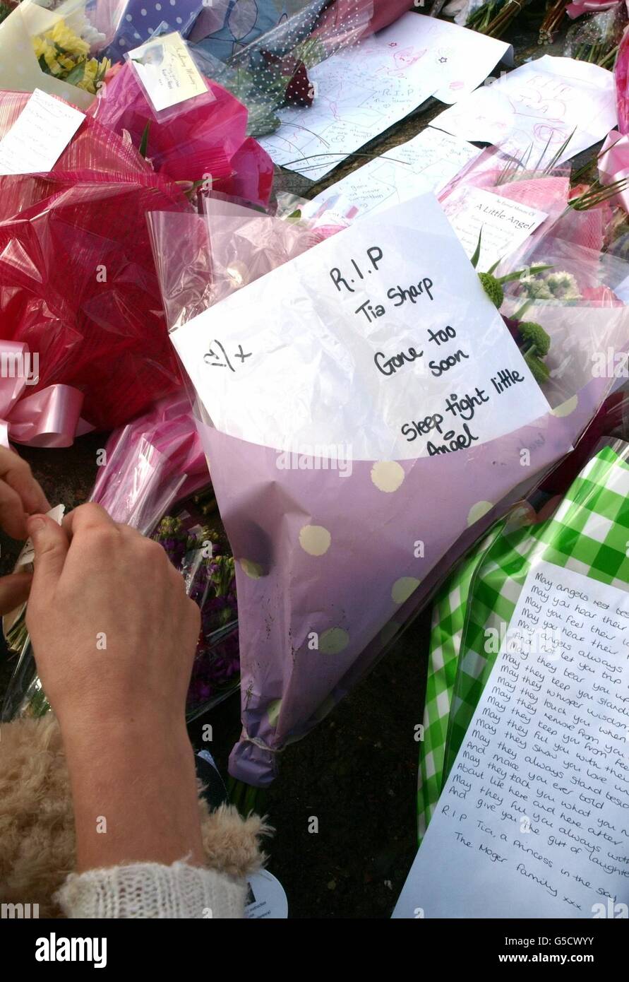 Tia Sharp death. A note is placed on the shrine for Tia Sharp near her ...