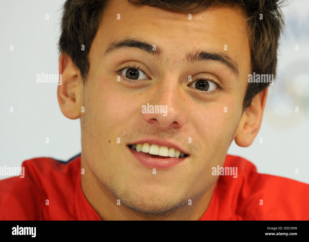 London Olympic Games - Day 16. Great Britain's Tom Daley speaks during ...