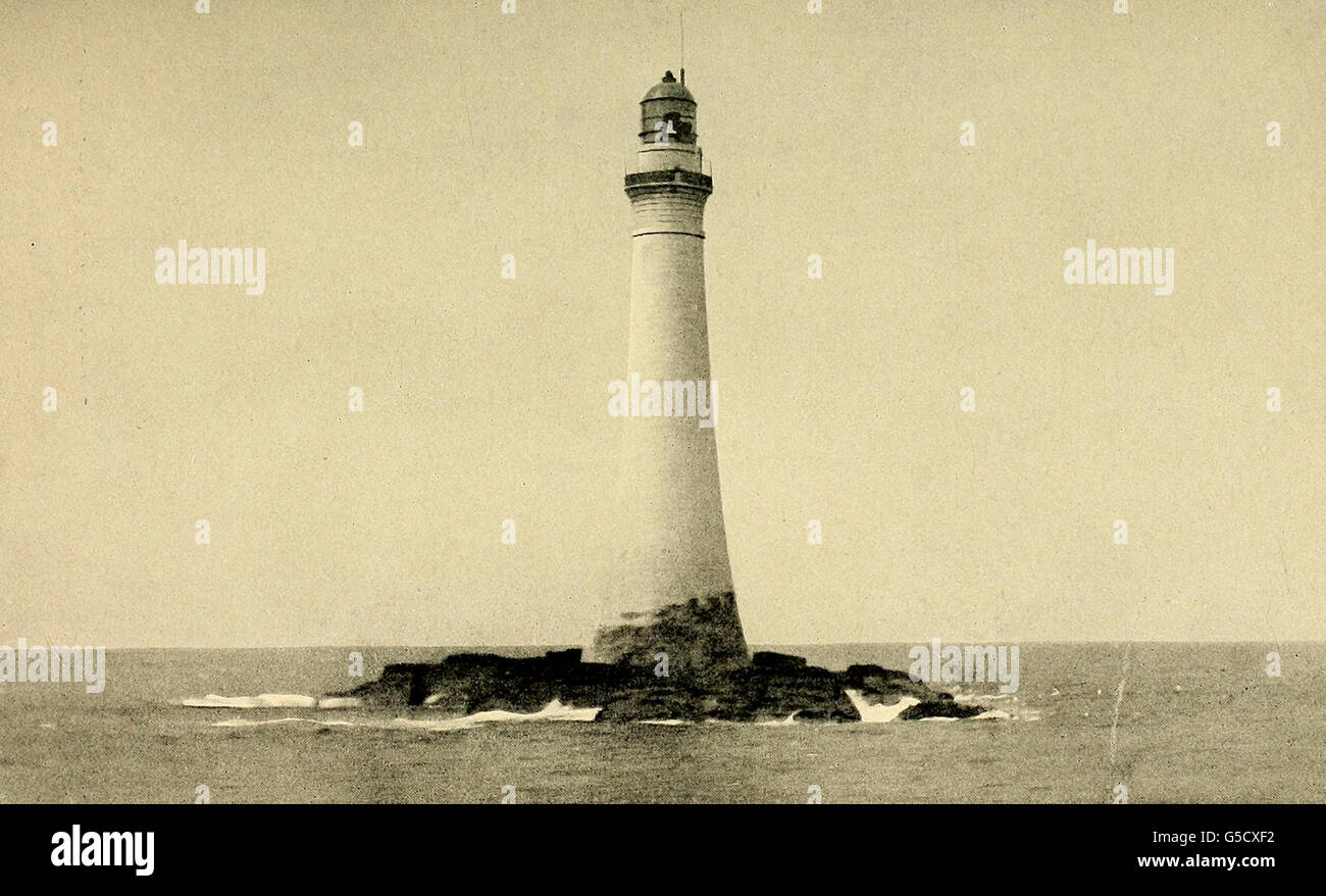 The Chicken Rock Lighthouse off the Isle of Man, circa 1890 Stock Photo ...