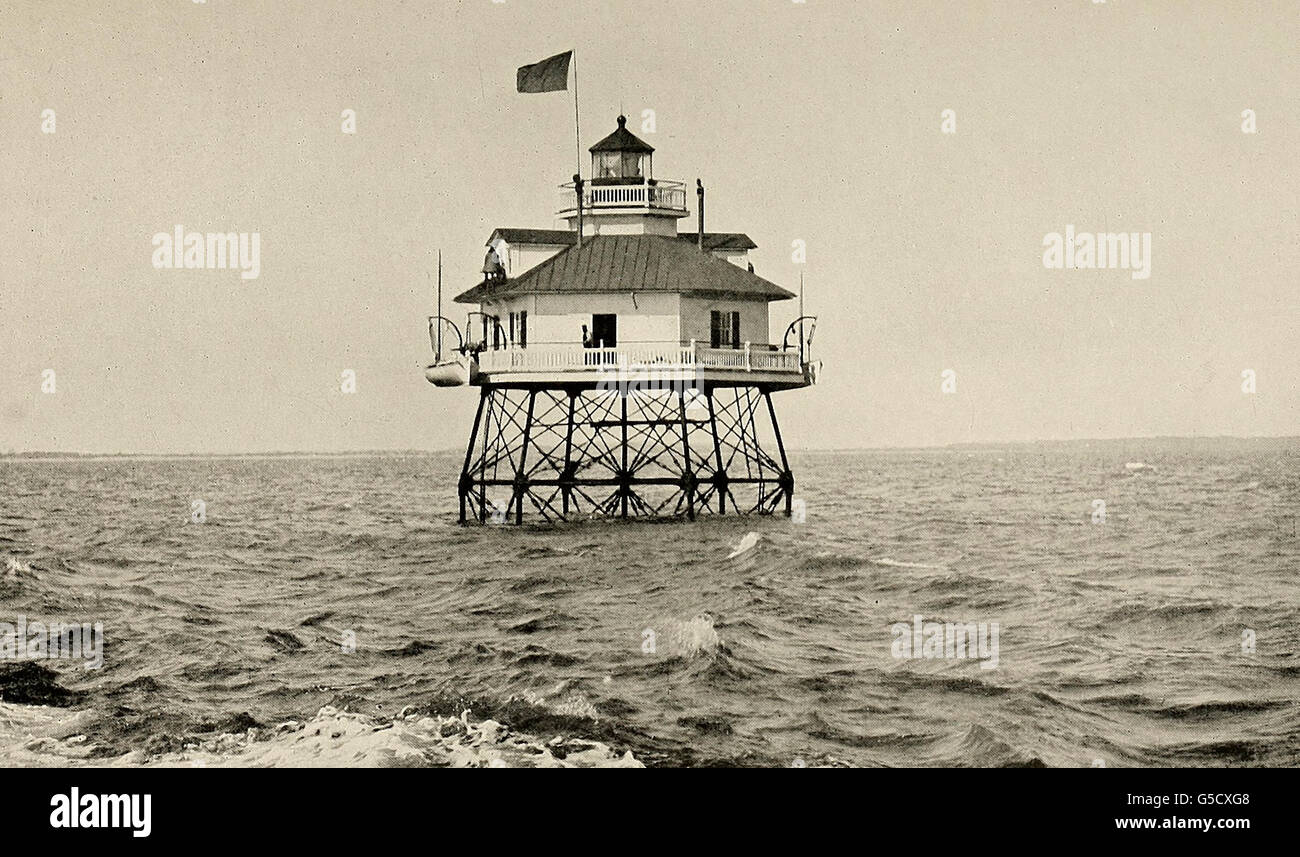Original Thimble Shoal Lighthouse, circa 1880 Stock Photo - Alamy