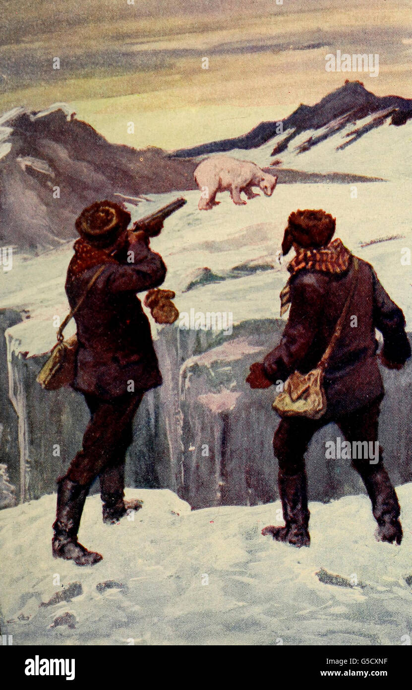 Hunting a Polar Bear in the Arctic, circa 1900 Stock Photo - Alamy