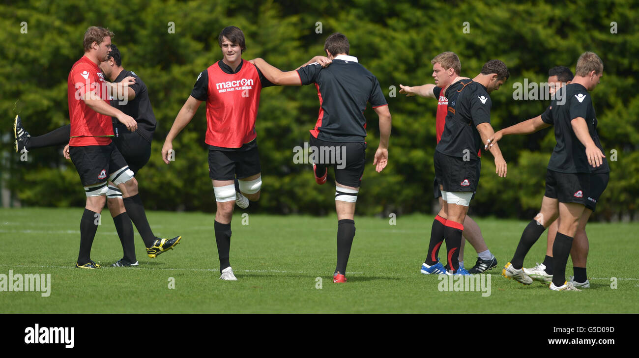 Edinburgh Rugby players during a training session at Murrayfield ...