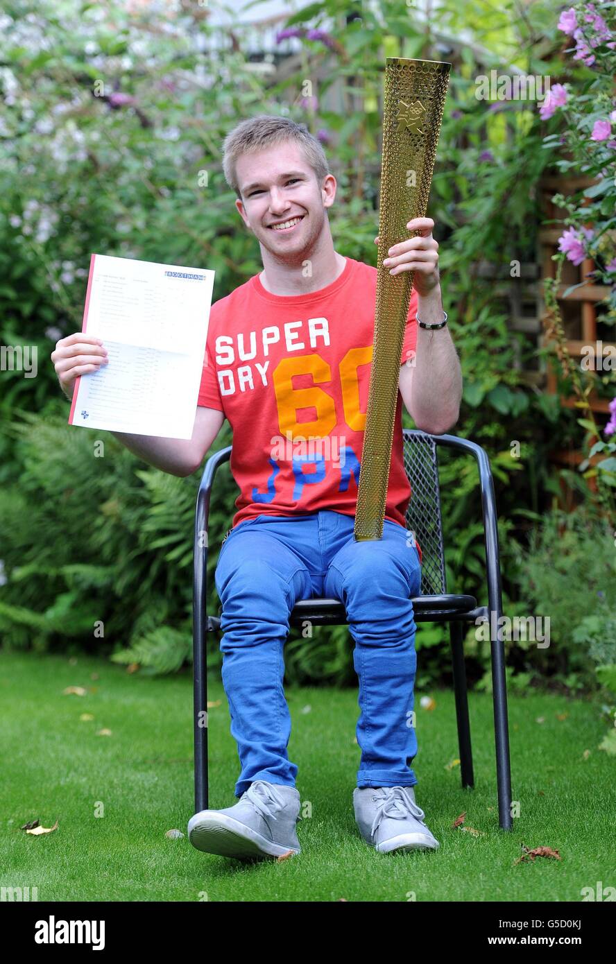 Jamie Green, 18, from Malton, North Yorkshire celebrates getting three ...