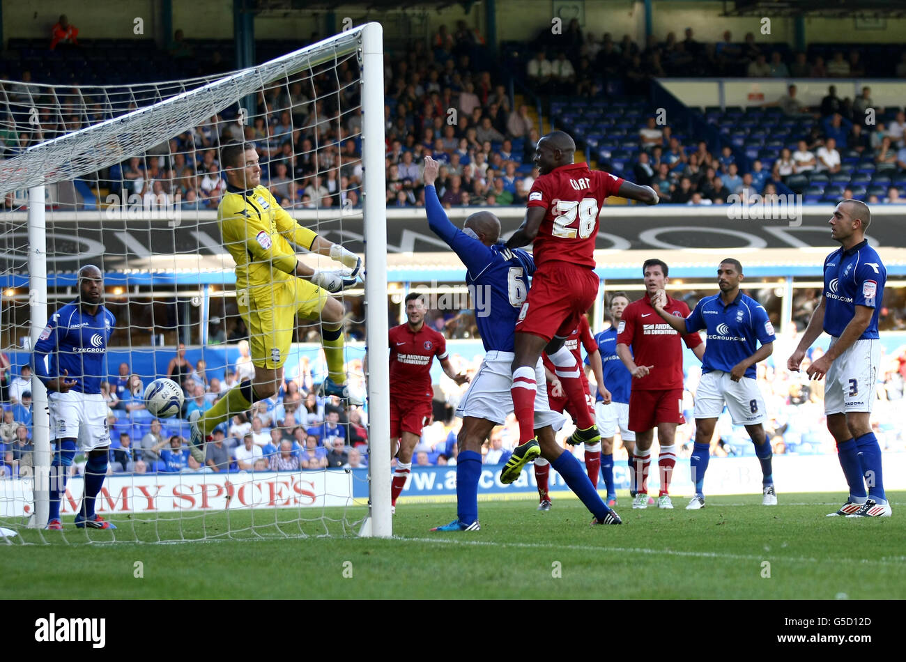 Charlton Athletic's Leon Cort (centre) scores their first goal of the ...